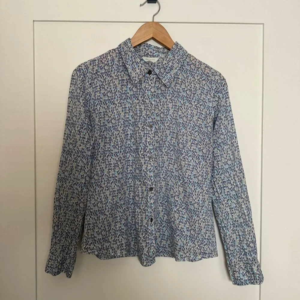 Garnet Hill | Tops | Garnet Hill Shirtsz 6p Blue Floral Button Up Long ...